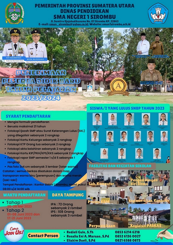 PENGUMUMAN PENDAFTARAN PPDB TP. 2023/2024 - SMAN 1 SIROMBU